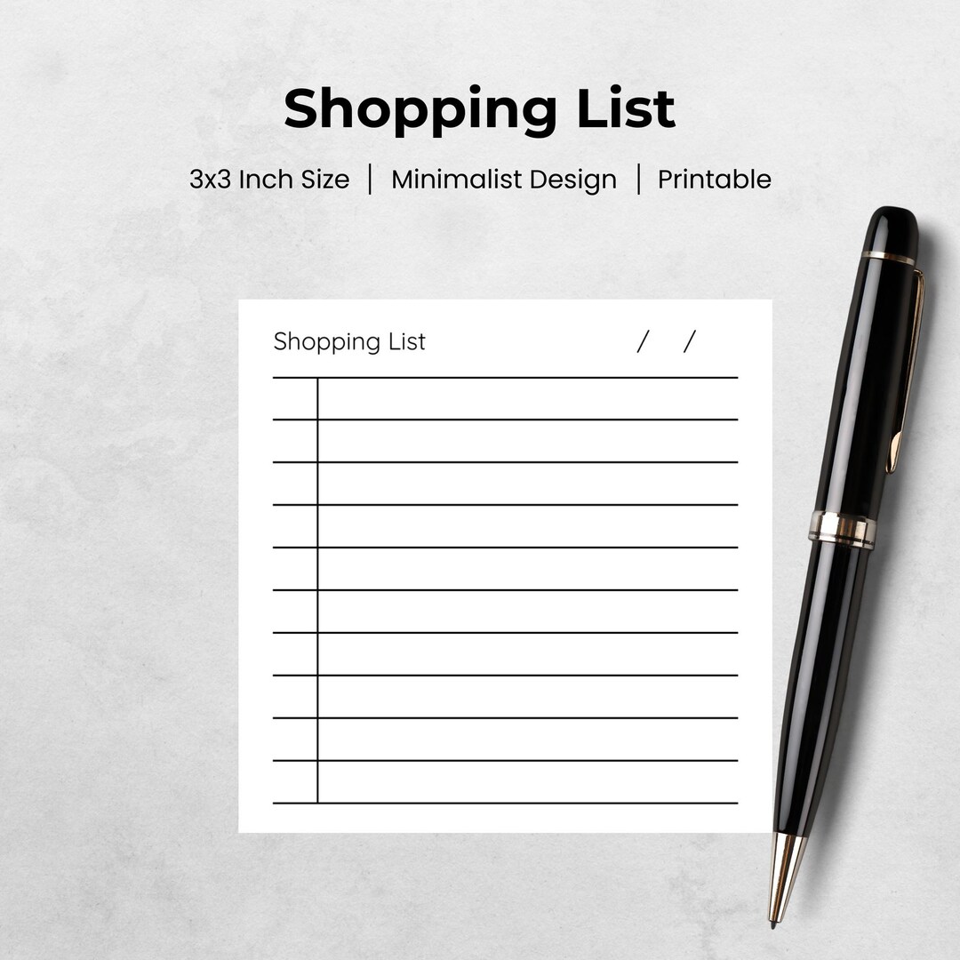 Printable Shopping List Cards 3x3 | Grocery List Planner | Sticky Notes ...