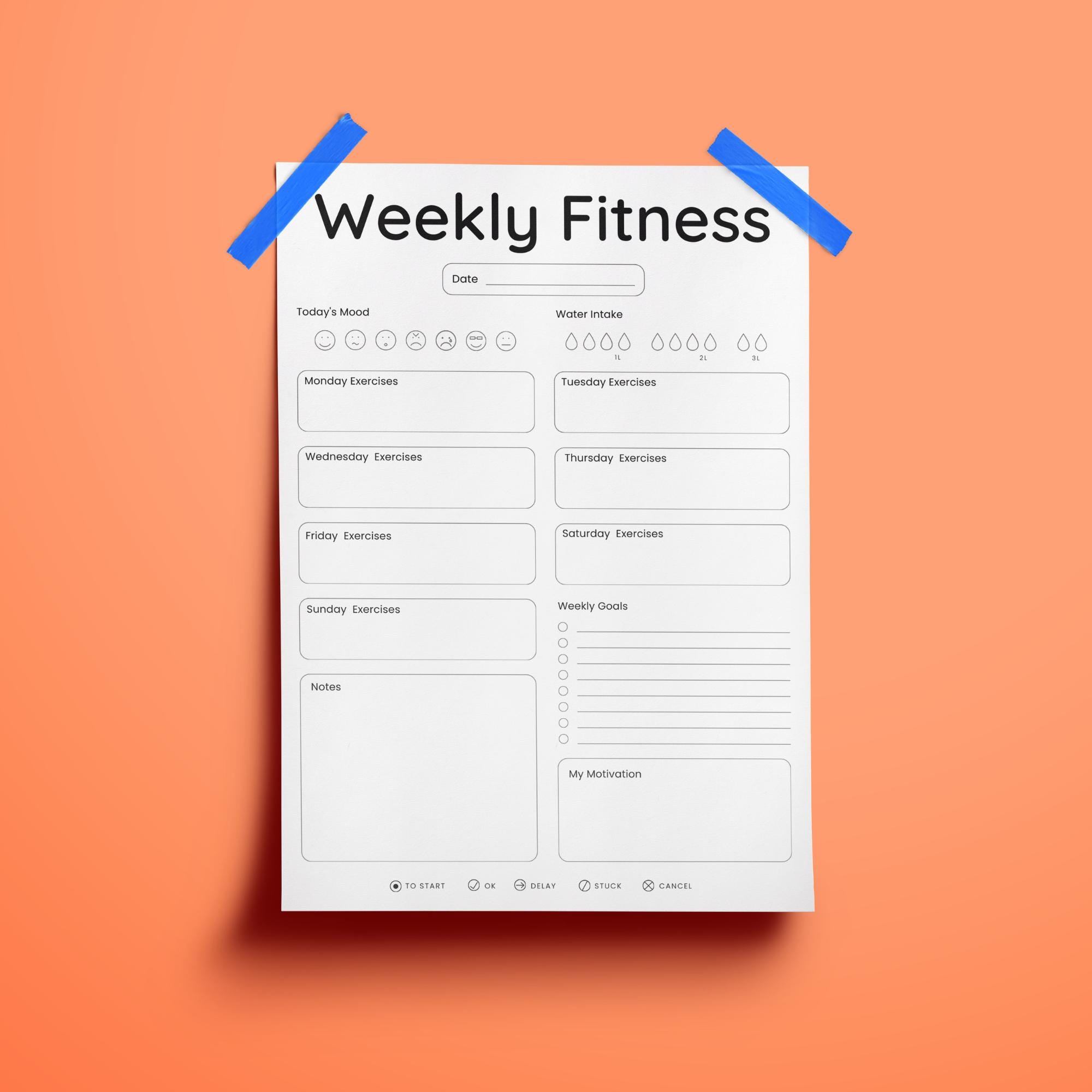 Printable Weekly Fitness Planner | Fillable Workout Tracker ...