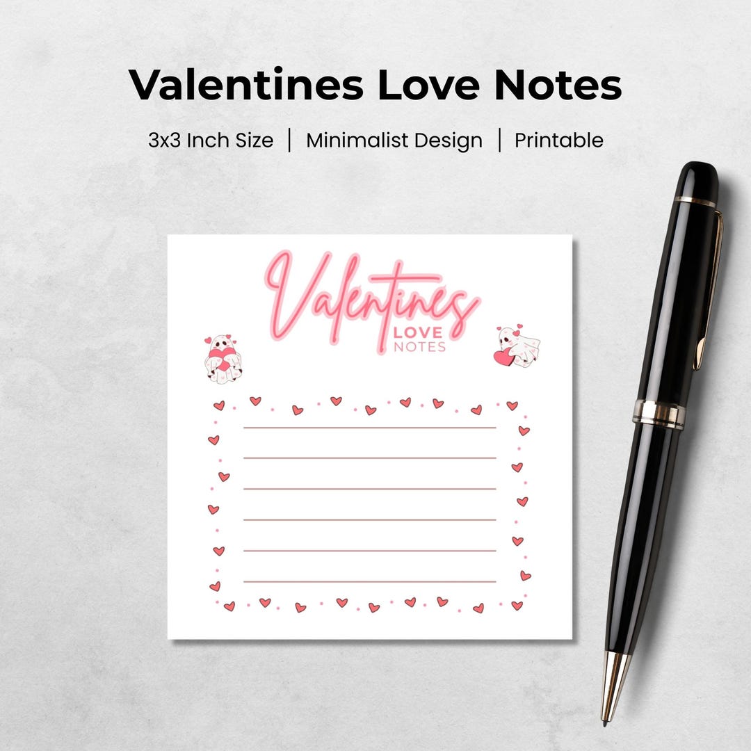Printable Valentines Love Notes Cards 3x3 | Sticky Notes | Cute ...