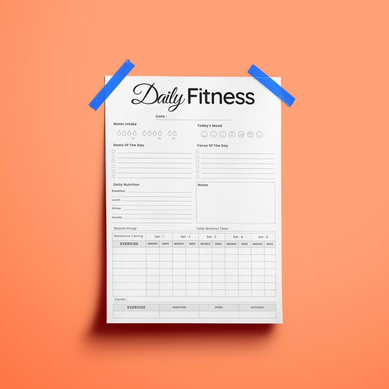 Printable Daily Fitness Planner | Fillable Workout Tracker and Gym ...
