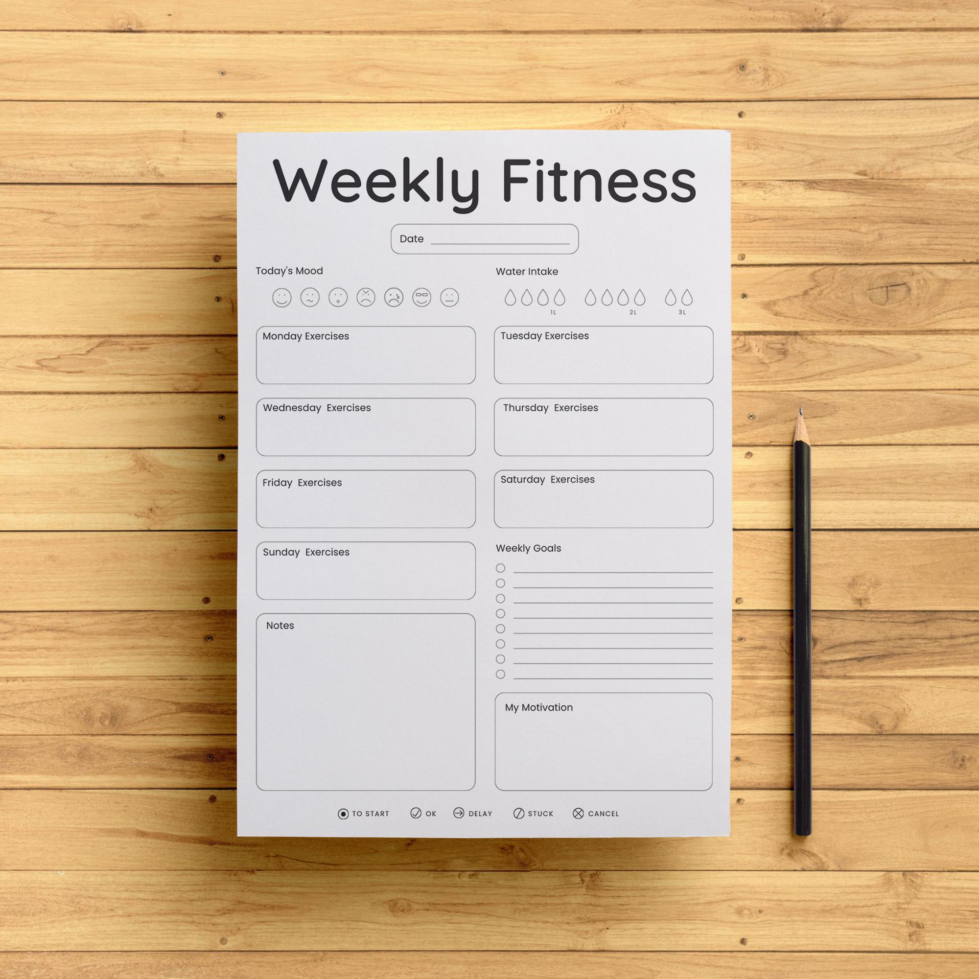 Printable Weekly Fitness Planner | Fillable Workout Tracker ...
