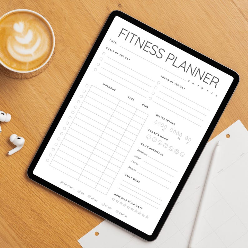 Printable Daily Fitness Planner 2025 | Fillable PDF Workout Tracker ...