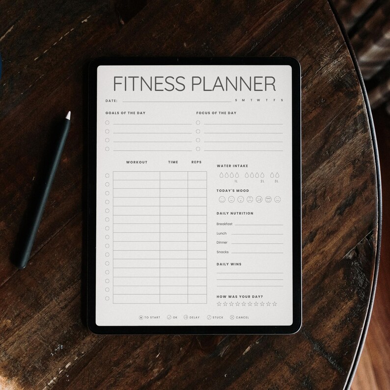 Printable Daily Fitness Planner 2025 | Fillable PDF Workout Tracker ...