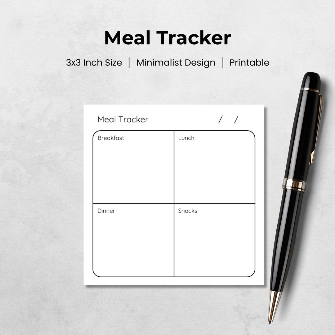 Printable Meal Tracker Cards 3x3 | Daily Meal Planner | Sticky Notes ...