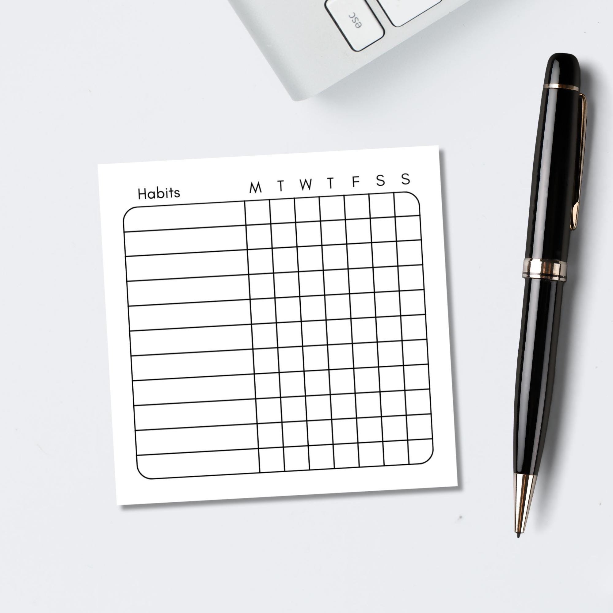 Printable Habit Tracker Cards 3x3 | Minimalist Weekly Planner | Sticky ...