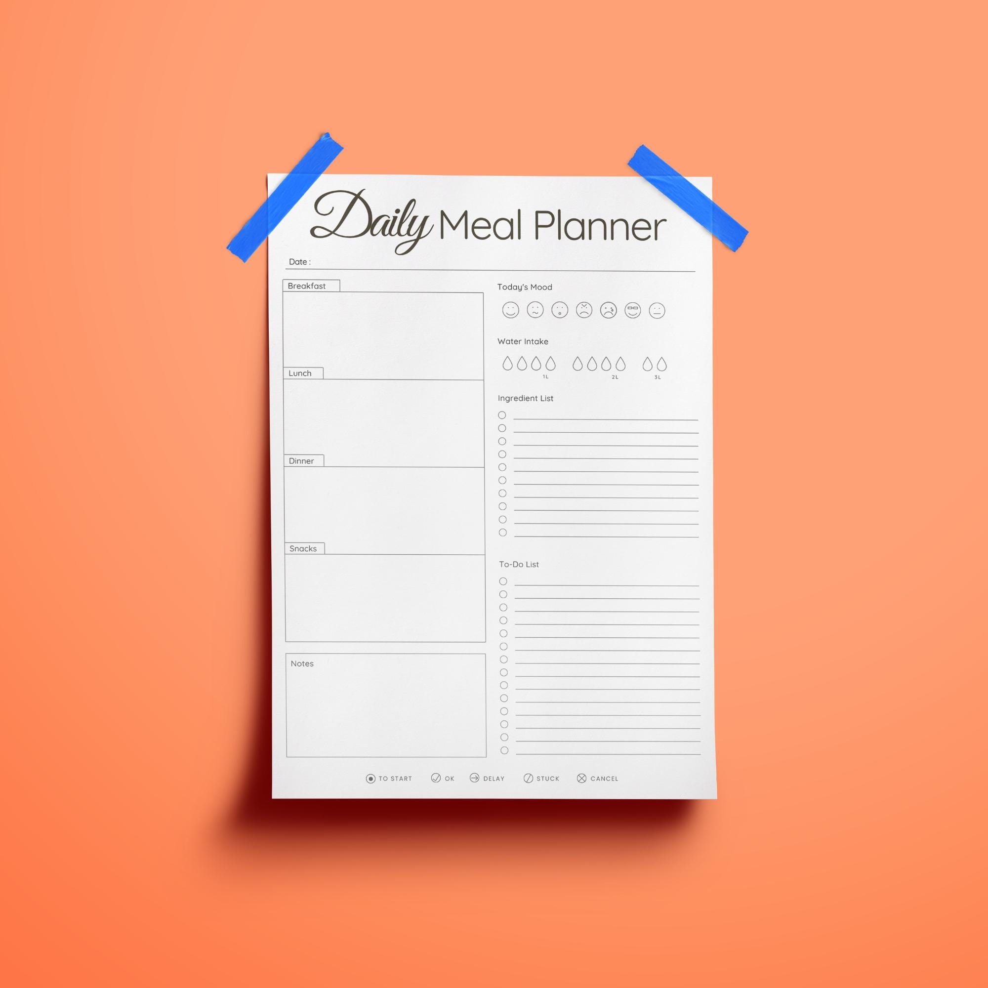 Printable Daily Meal Planner | Fillable Recipe Journal | Grocery List ...