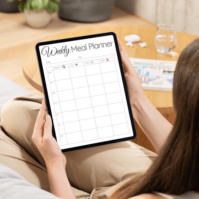 Printable Weekly Meal Planner | Digital Meal Planner PDF | Fillable Weekly Menu and 7 Day Food ...