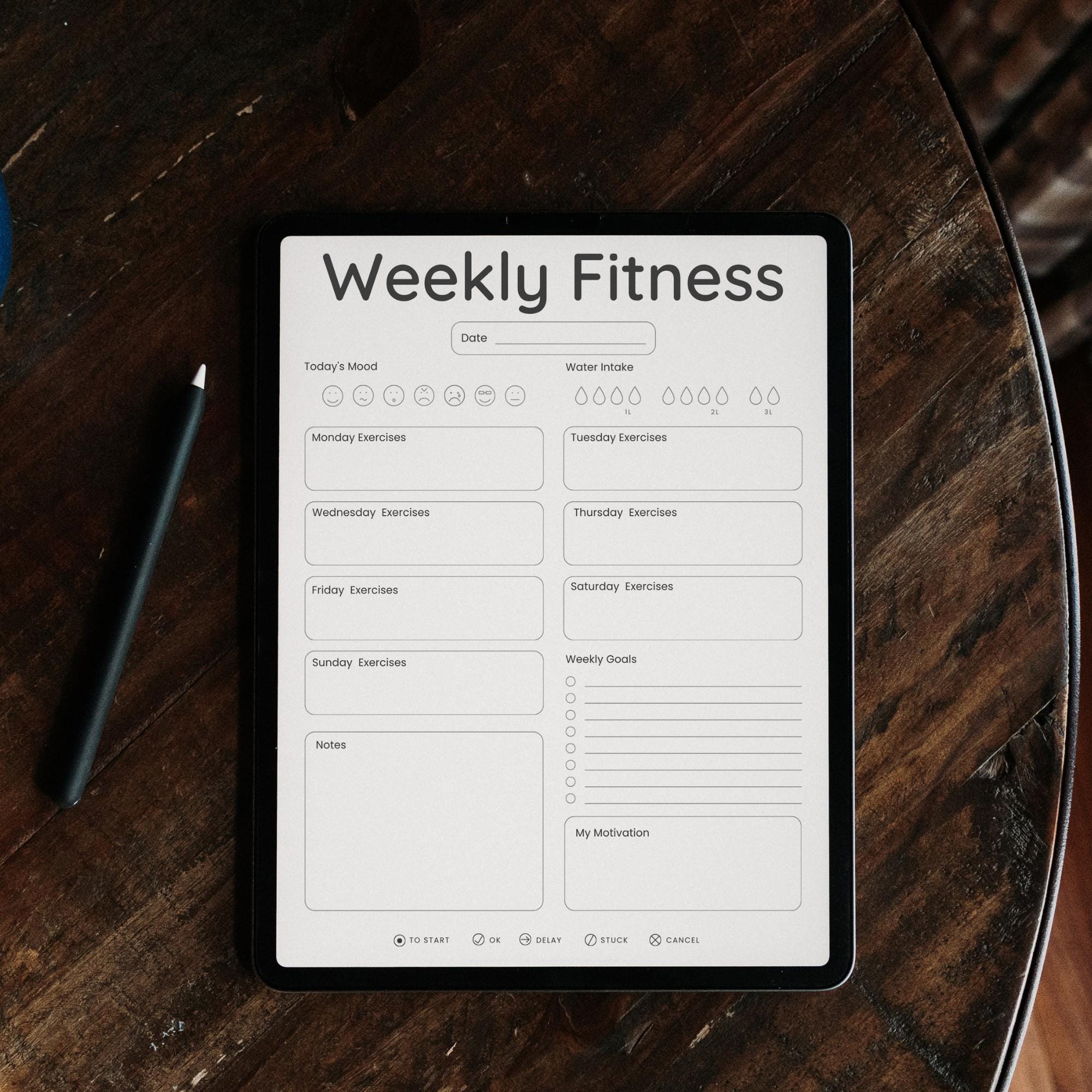 Printable Weekly Fitness Planner | Fillable Workout Tracker ...