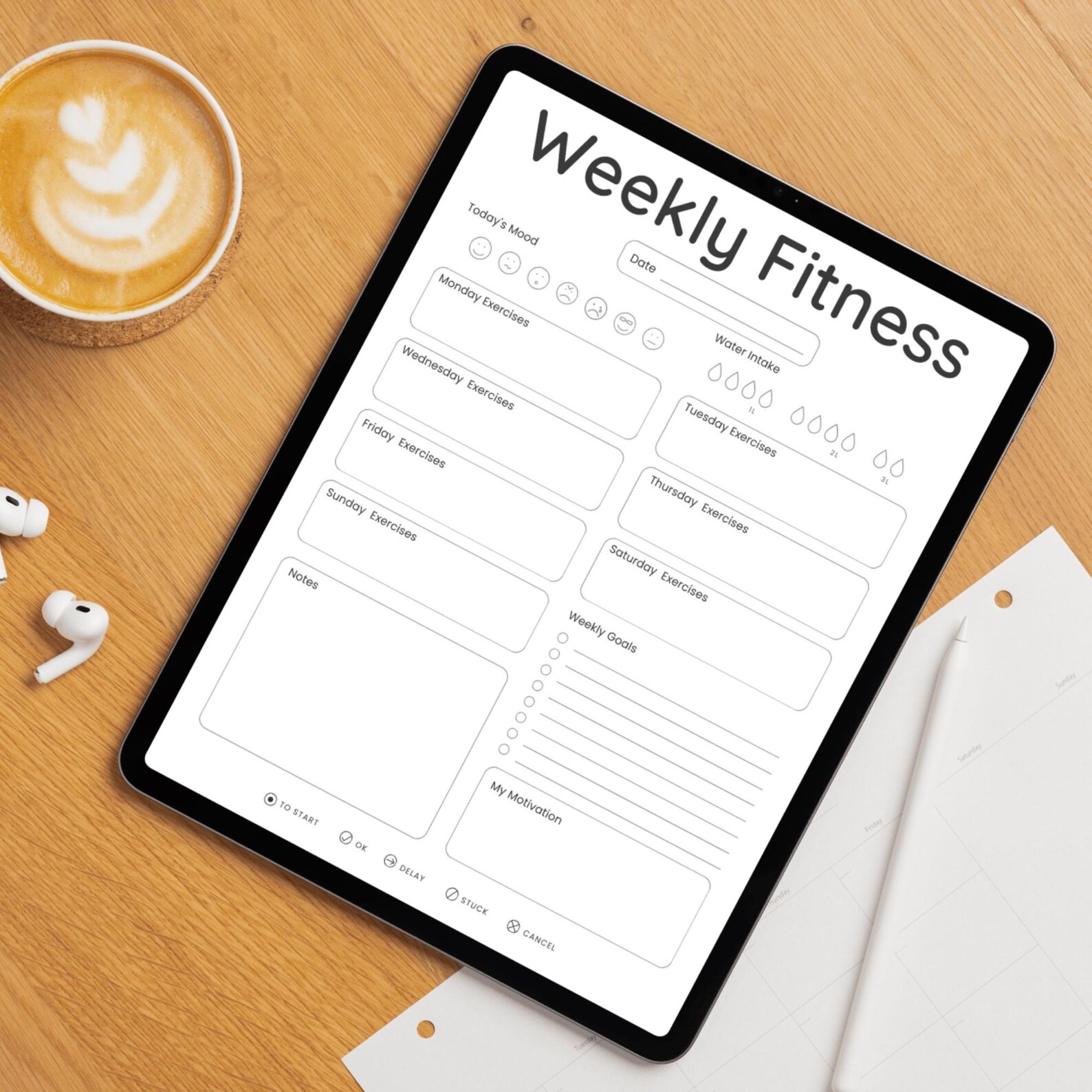 Printable Weekly Fitness Planner | Fillable Workout Tracker ...