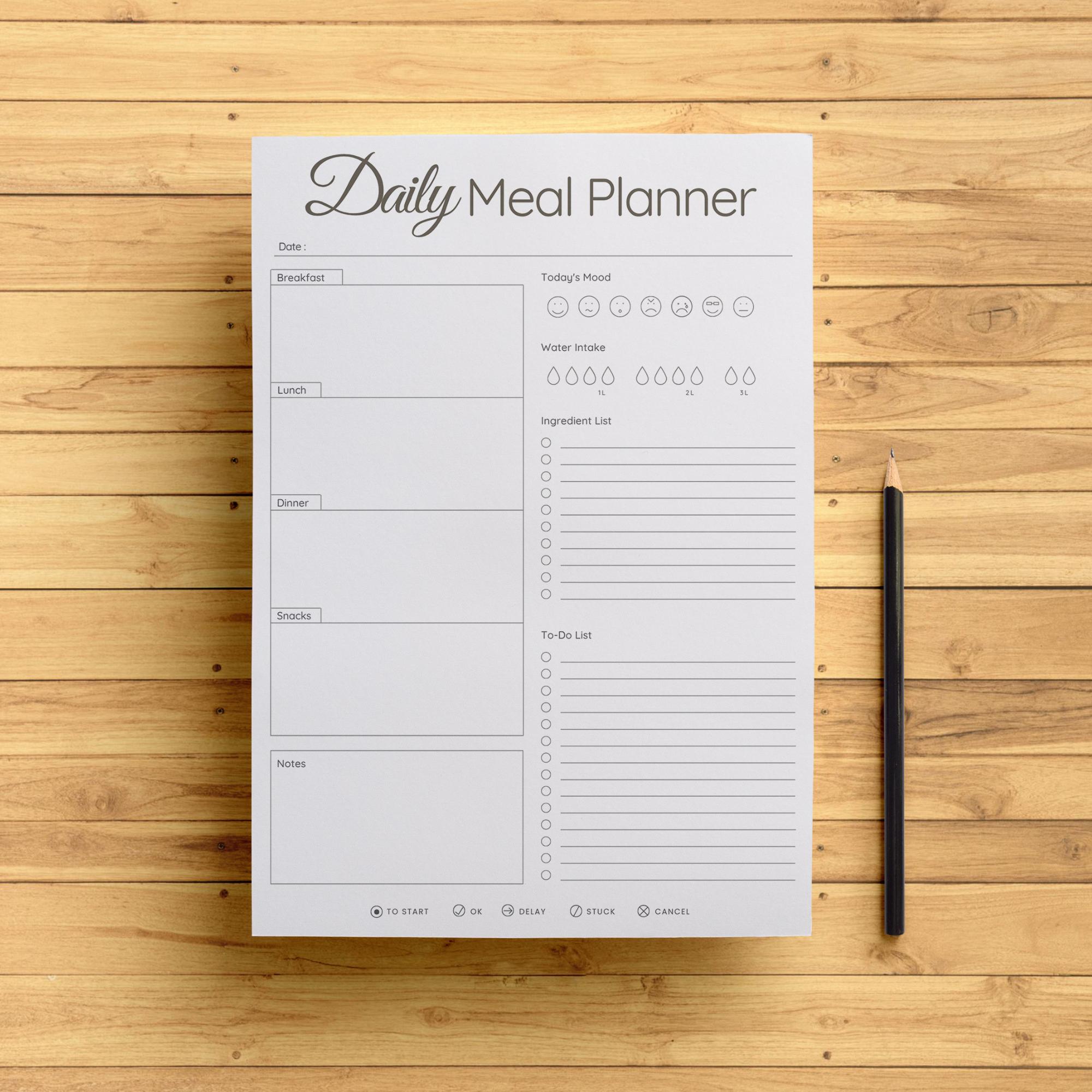 Printable Daily Meal Planner | Fillable Recipe Journal | Grocery List ...
