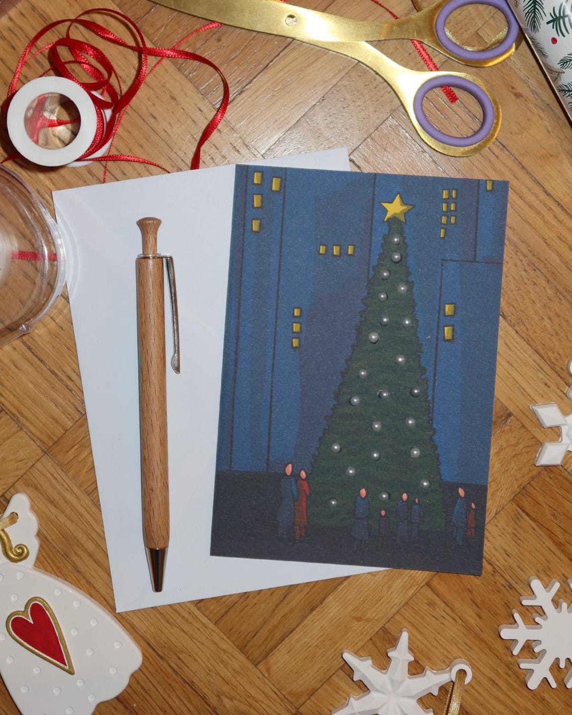 Christmas Card With Real Pearls, Christmas Greetings, Postcard With ...