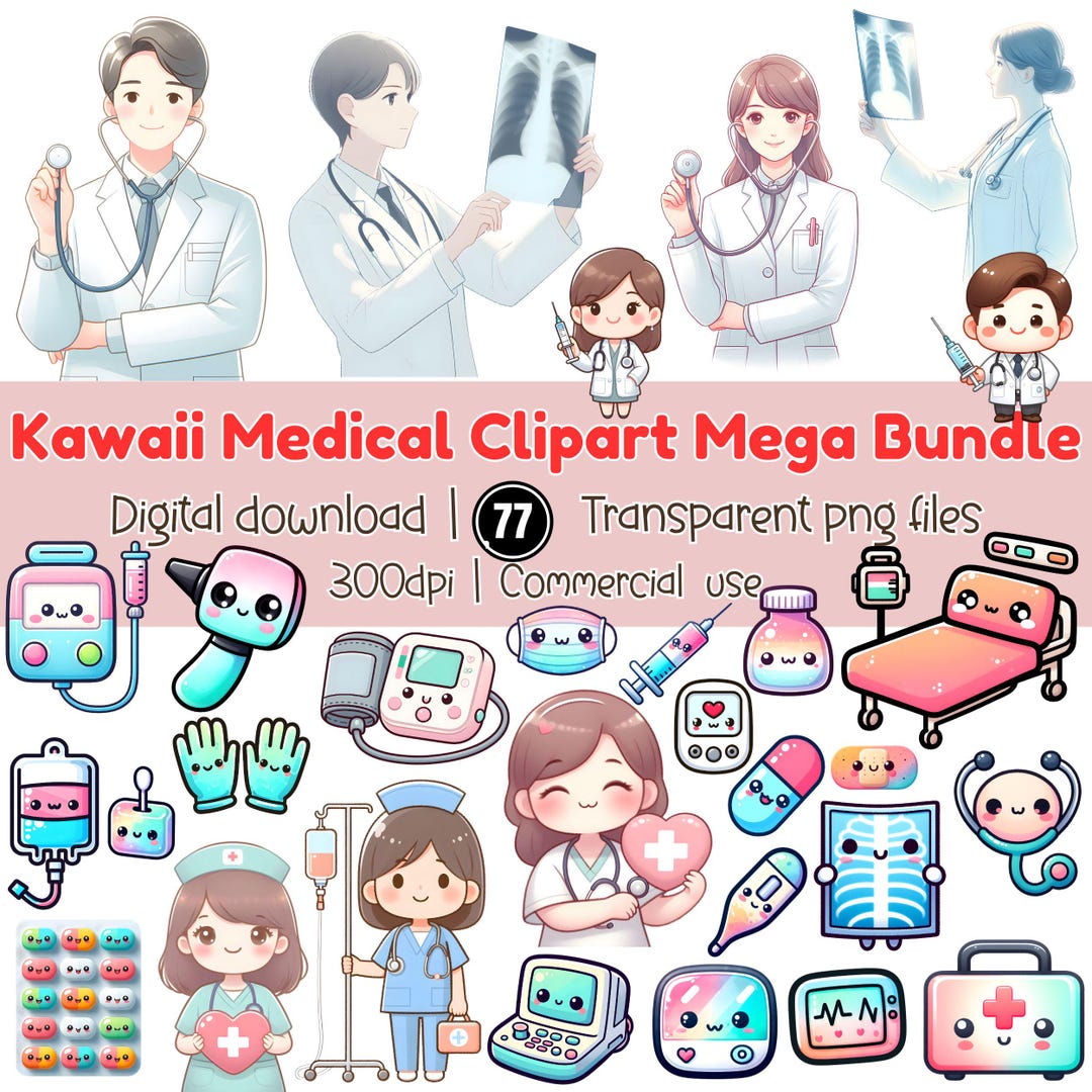 Kawaii Medical Clipart Mega Bundle – Doctor Nurse Characters & Medical ...