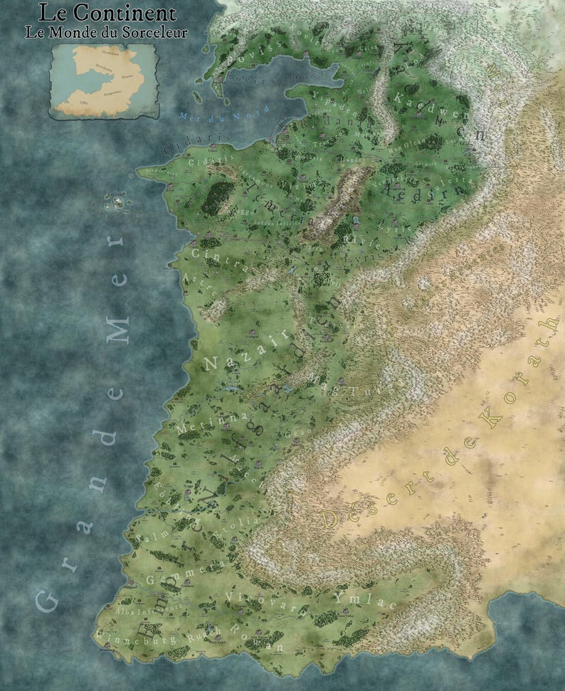 The Continent, Original the Witcher Map, Fantasy French Map Style - Etsy