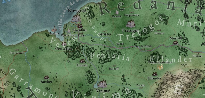 The Continent, Original the Witcher Map, Fantasy French Map Style - Etsy