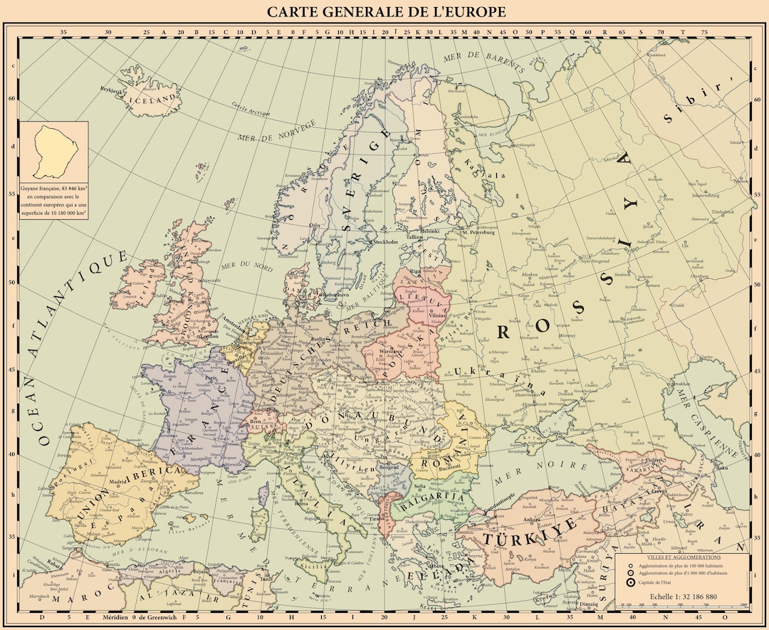 Europe Map, Downloadable Map, Alternative Map, French Old Style Map ...