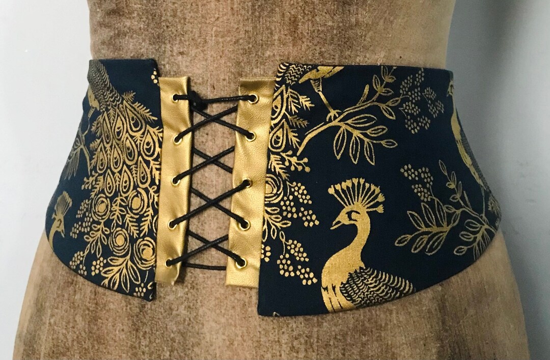 Belt Clamp Obi Size Peacock and Flowers Golden Japan Original Accessory ...