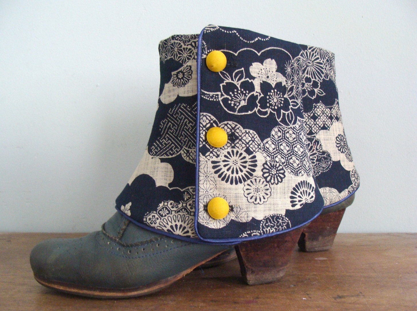 Short Gaiters Traditional Japanese Fabric Blue and Yellow - Etsy