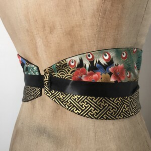 BLUE OBI BELT japanese Flowers - Etsy
