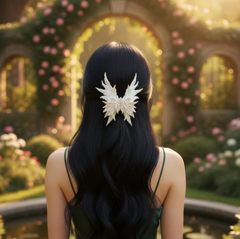 Elegant Winged Hair Clip – 3D Printed Feather Design With Iridescent ...