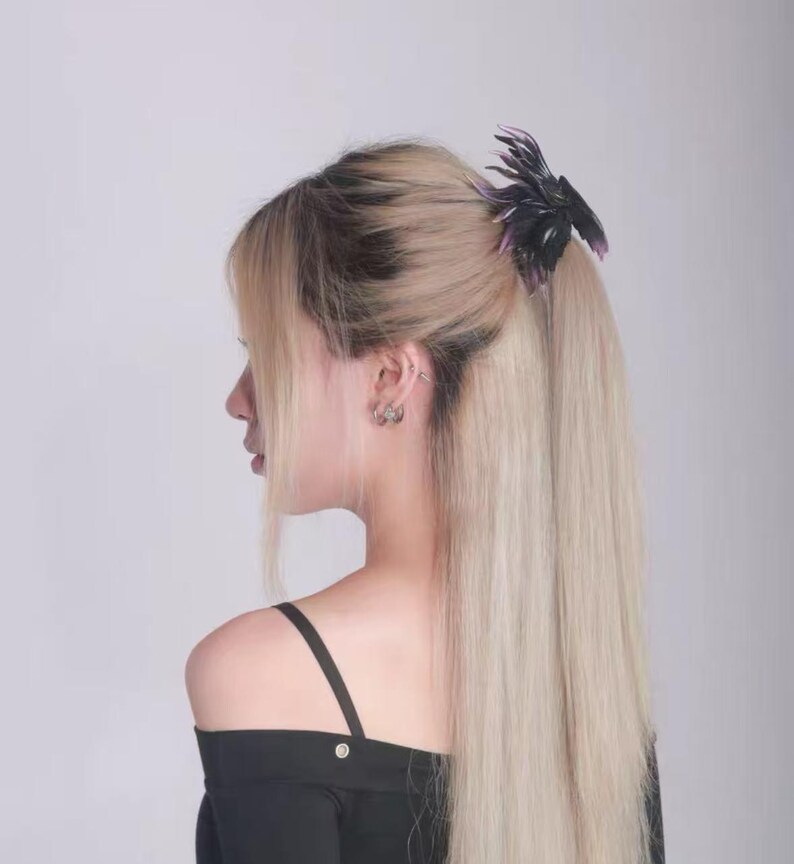 Black Angel Wing Hair Claw Clip, Handmade Celestial Starry Wing Clamp ...