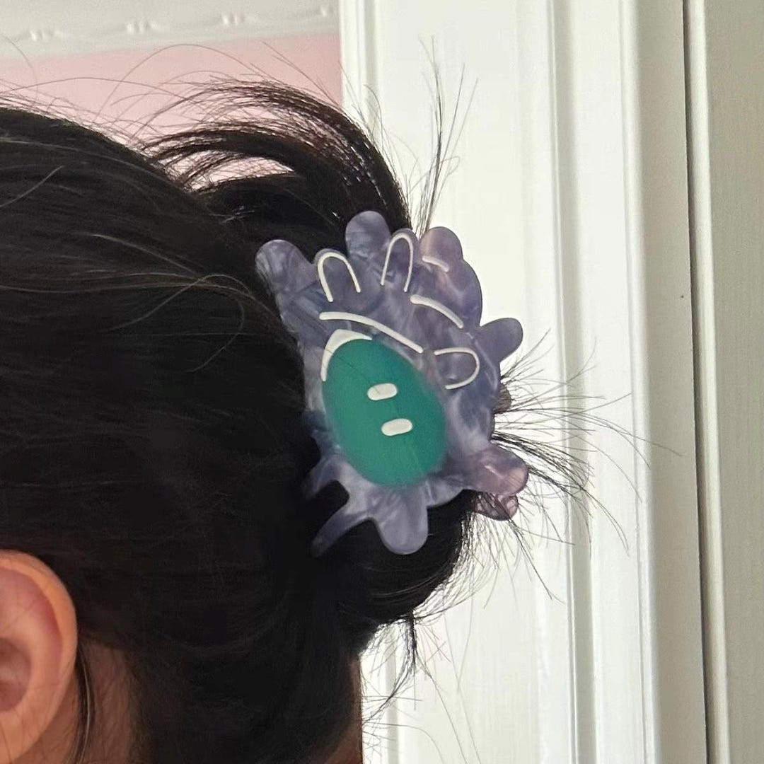 Splatoon Style Hair Claw Clip Purple Acetate Axolotl Grabber Clip 8cm ...