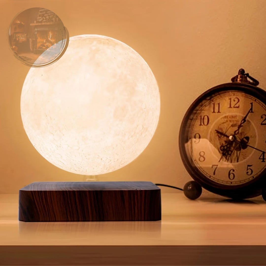 Levitating Moon Lamp, Magnetic Floating Moon Lamp, Spinning Luna Night ...