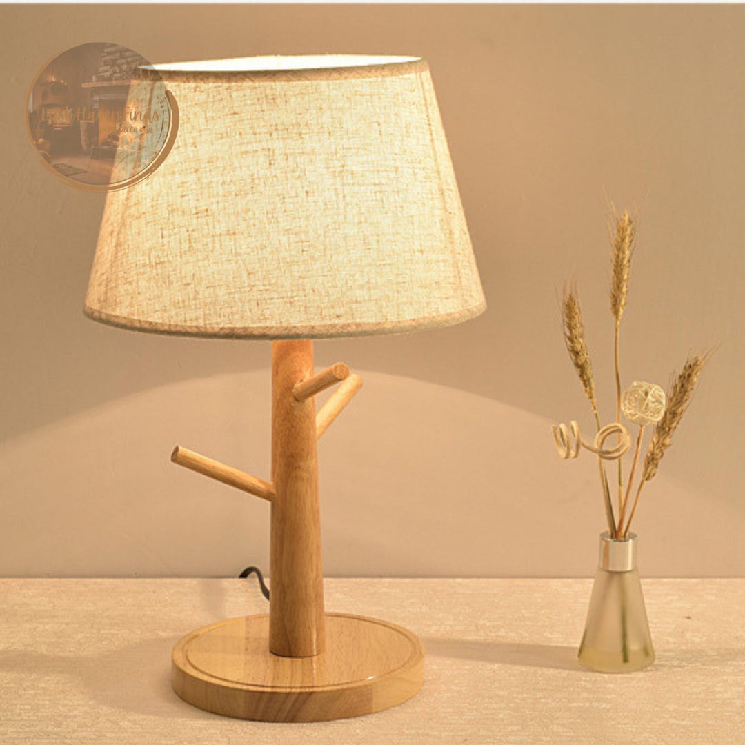 Nordic Tree Table Lamp: Solid Wood Japanese Style Dimmable Light - Etsy
