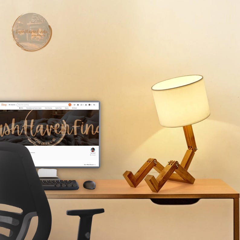 Adjustable Wooden Robot Desk Lamp: Fun Kids Room Reading Light - Etsy