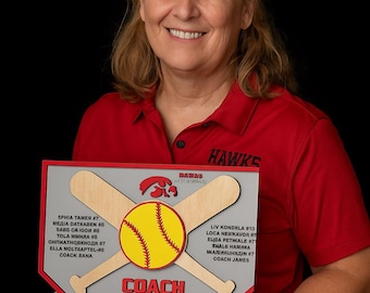 Custom Coach Plaque – Personalized Baseball Team Gift, Home Plate Sign ...