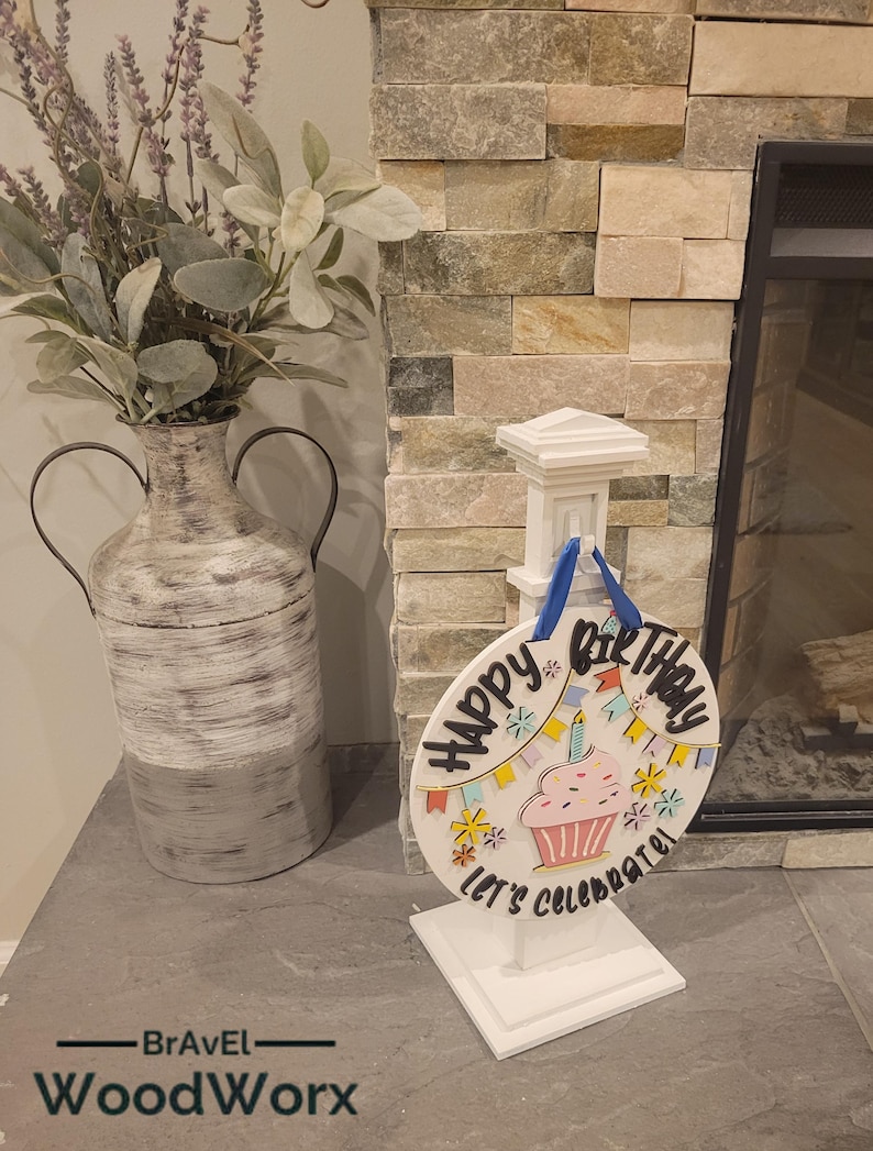 Birthday Celebration Personalized Door or Tabletop Post Sign – Festive ...