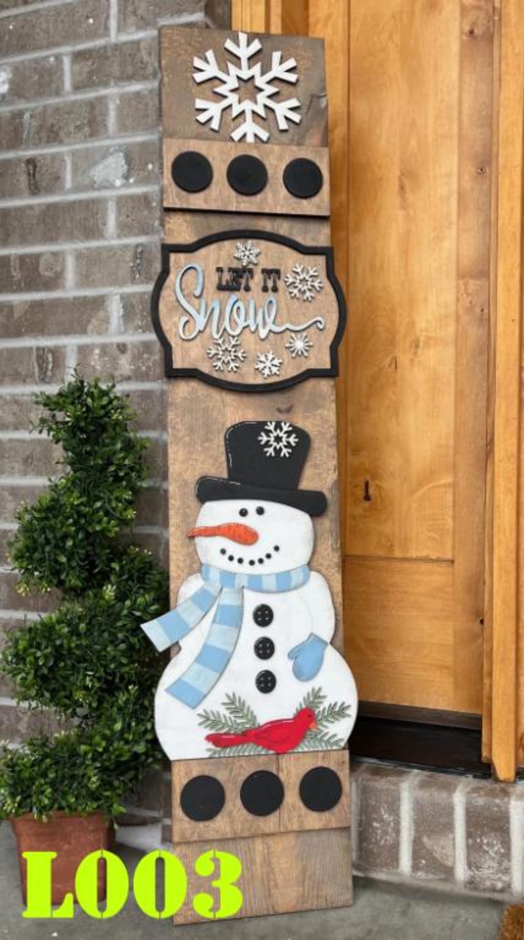 Interchangeable Winter Porch Leaner – “let It Snow” Snowman & Snowflake ...