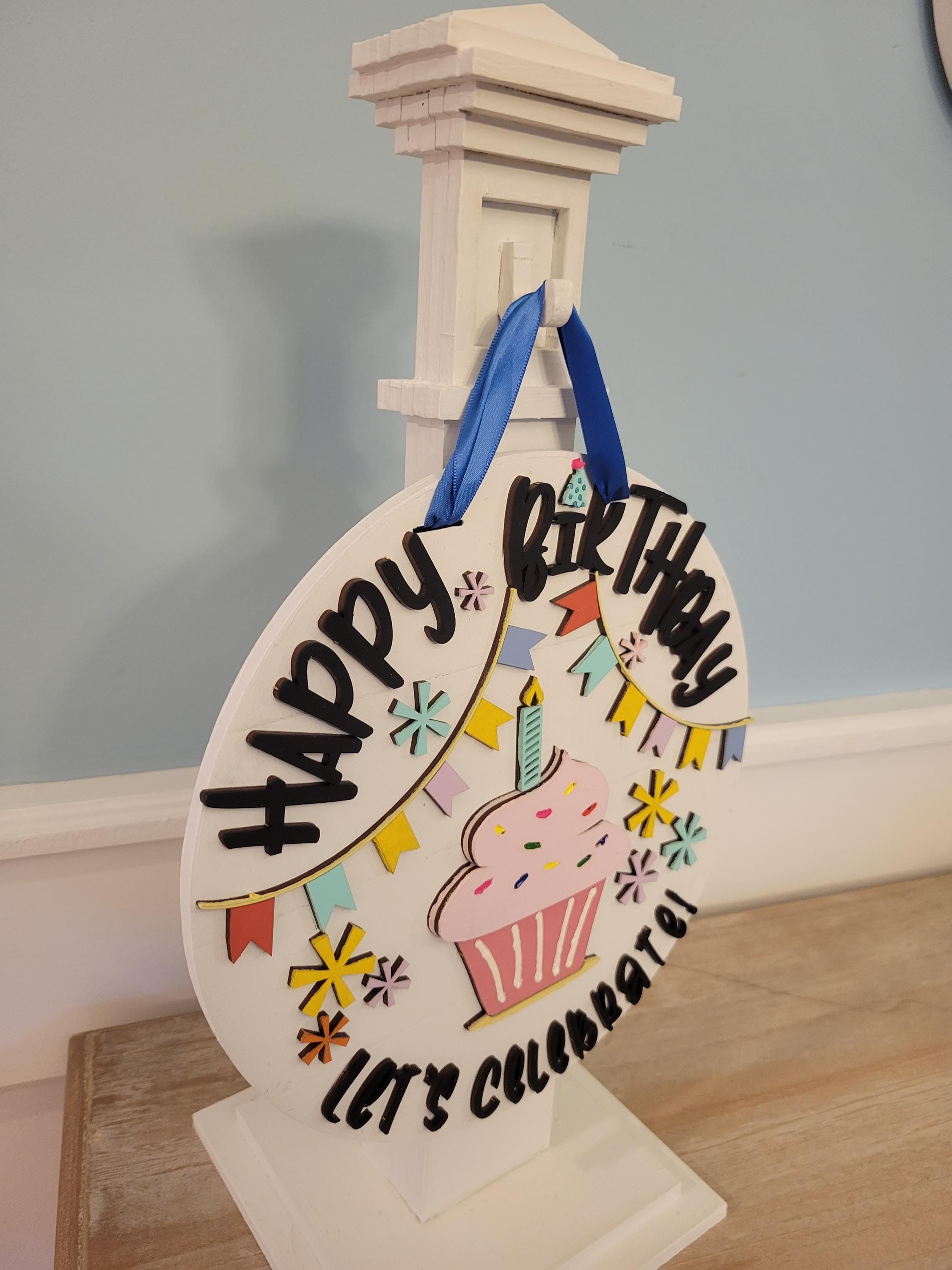 Birthday Celebration Personalized Door or Tabletop Post Sign – Festive ...