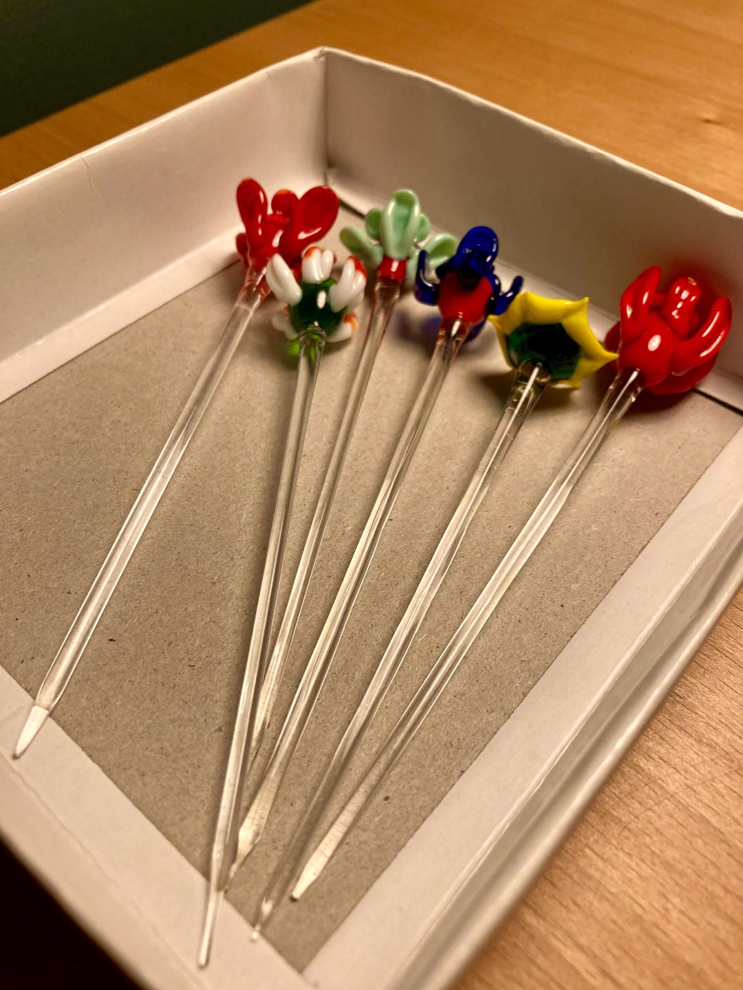 Set of Six Vintage Cocktail Swizzle Sticks or Appetizer Picks Handmade ...