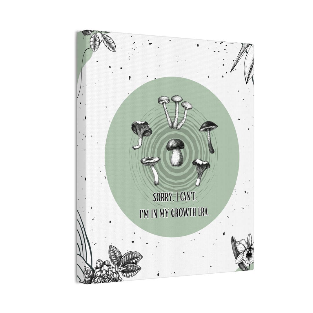 Canvas Wall Art, Growth Era Mushroom Black & White, Nature Lover ...