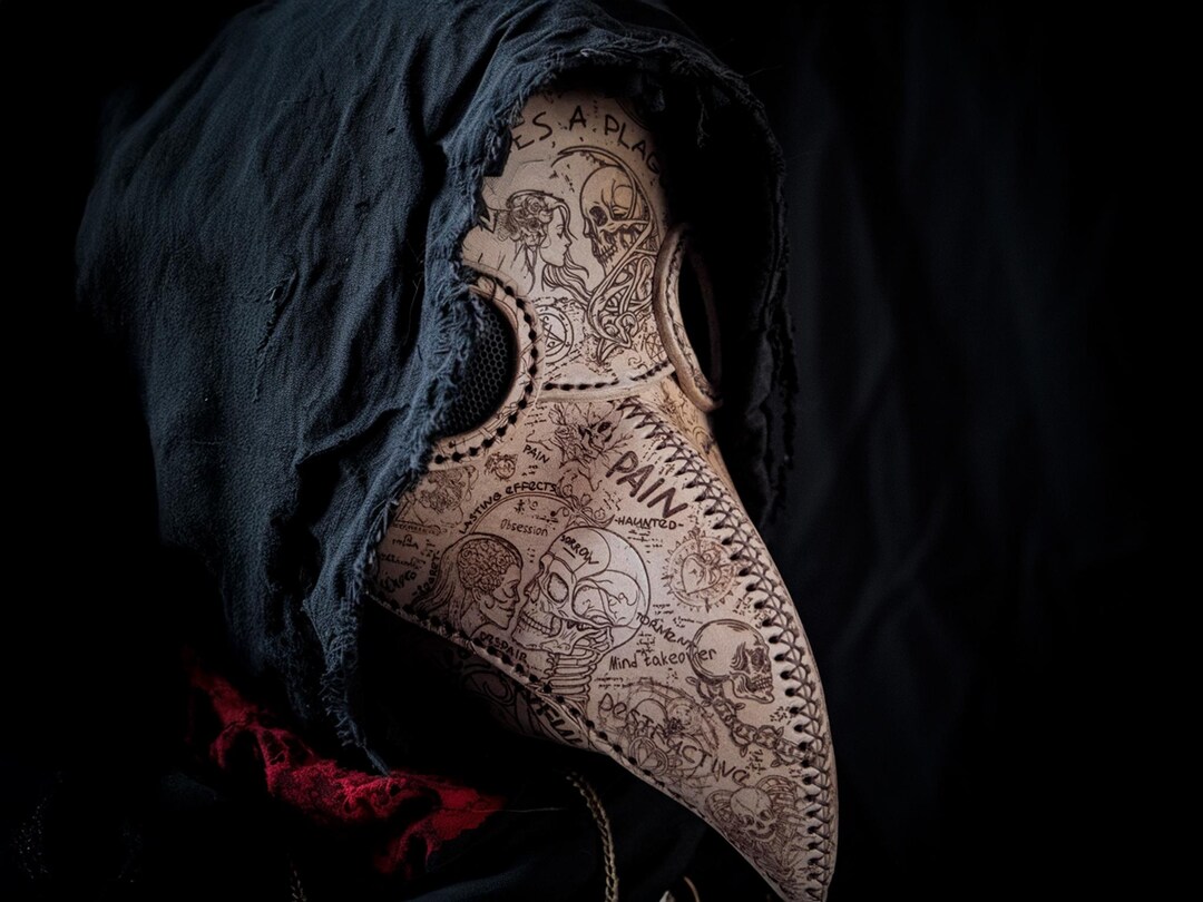Plague Doctor Mask – Handstitched With Dynamic Laser Engraving - Etsy