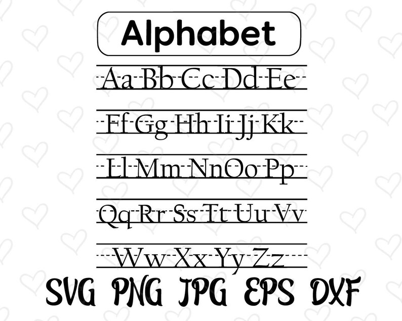 Alphabet Tracing Worksheet for Kids Jpg Svg – Printable Handwriting ...