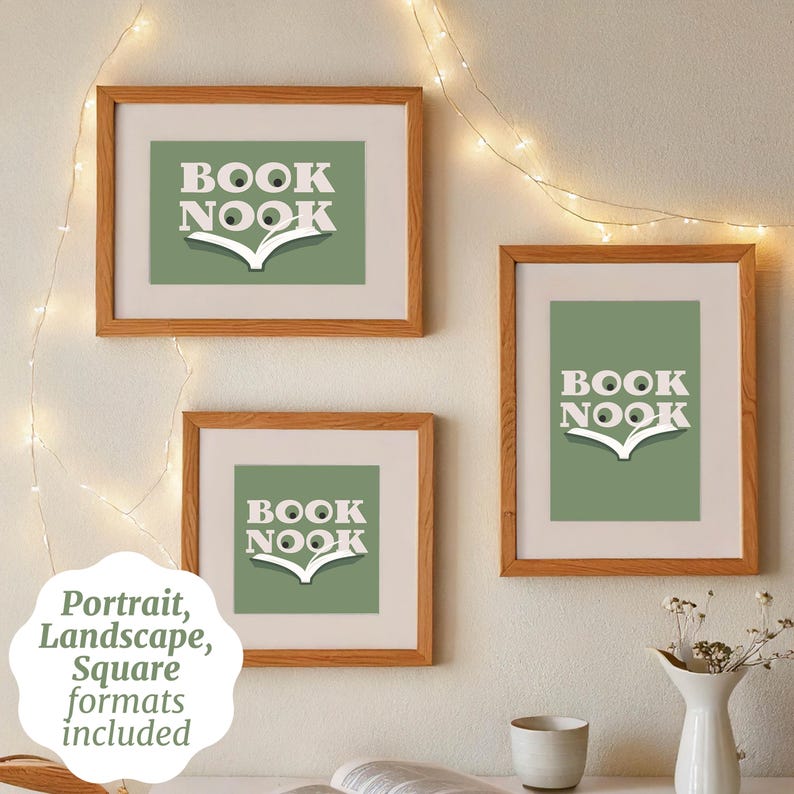 Book Nook Printable Wall Art | Landscape, Portrait, Square Formats ...