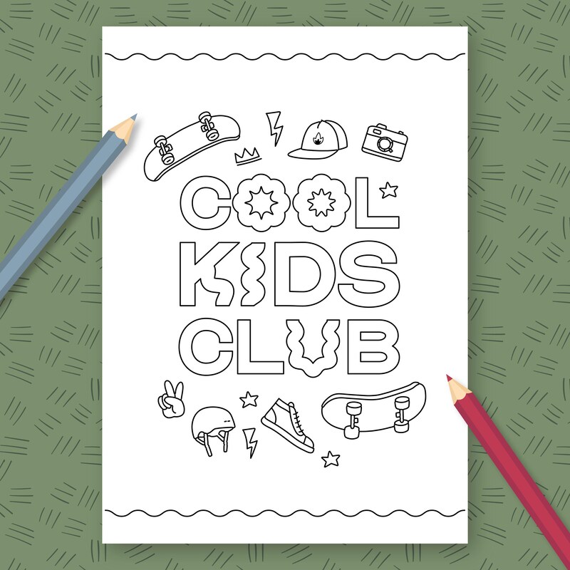 Skateboard Coloring Page - Etsy
