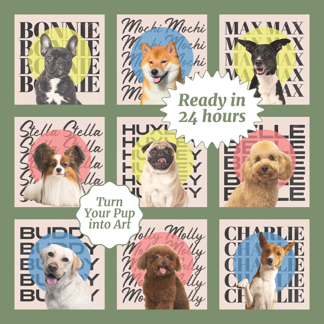 Custom Dog Wall Art | Stylish Personalized Pet Portrait Poster ...