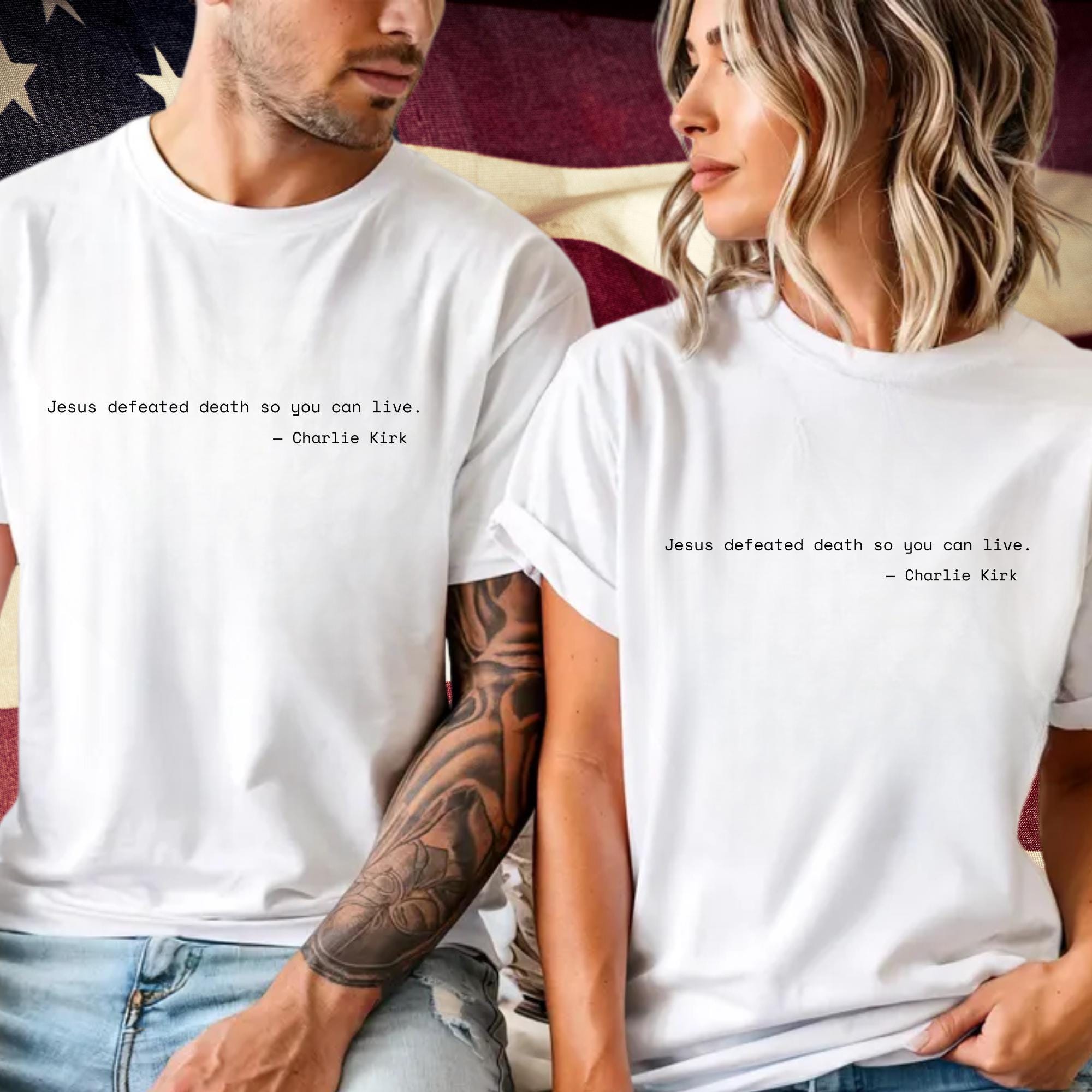 Charlie Kirk Shirt, Jesus Defeated Life, RIP Charlie, Christian Shirt ...