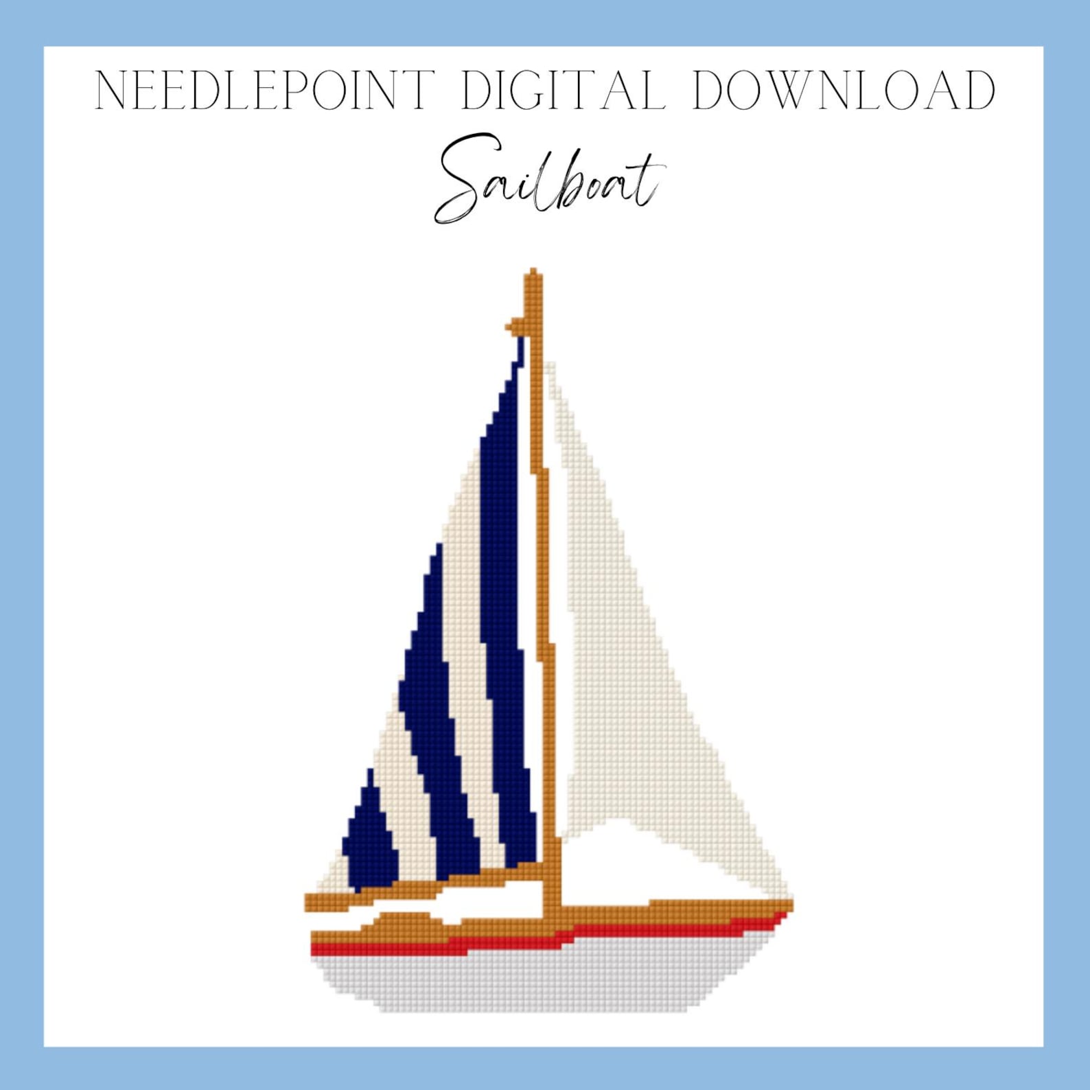 Sailboat - Digital Needlepoint Chart - Etsy