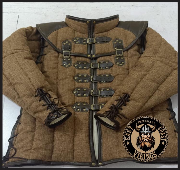 Gambeson Padded Armor Jacket With Tassets: Jute & Leather - Etsy