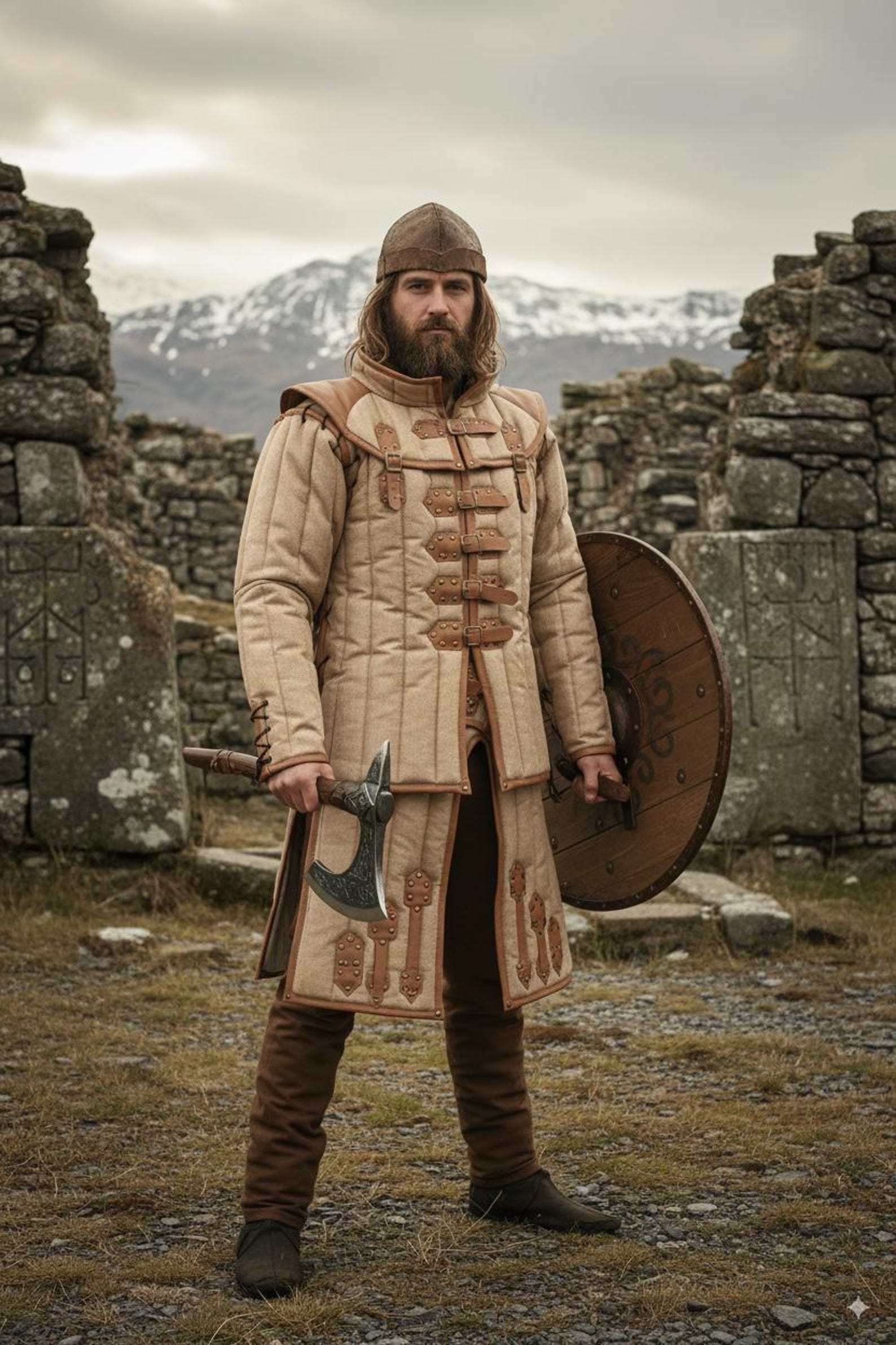 Gambeson Padded Armor Jacket With Tassets: Jute & Leather - Etsy