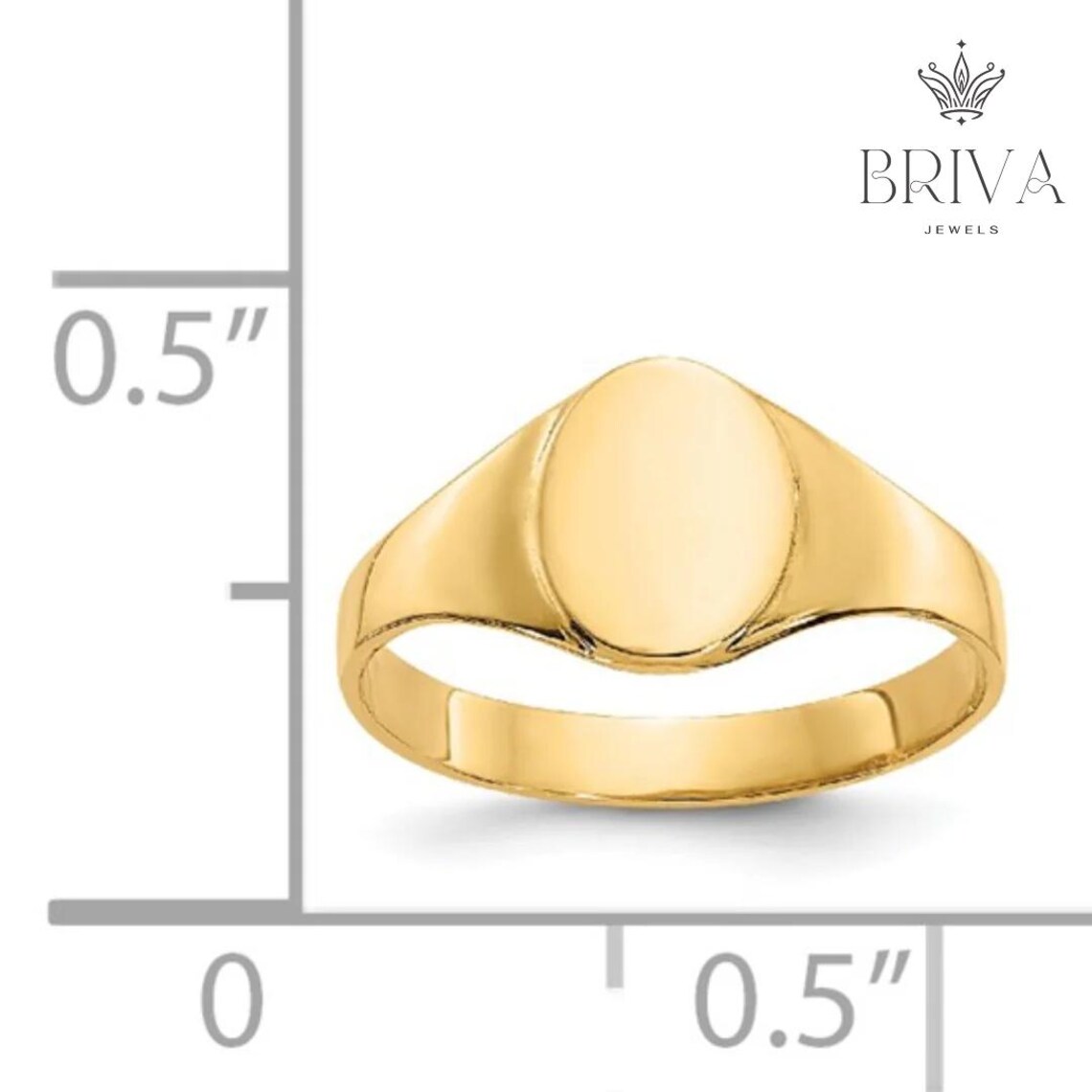Kids Gold Oval Signet Ring in 14K Yellow Gold | Customizable Engravable ...