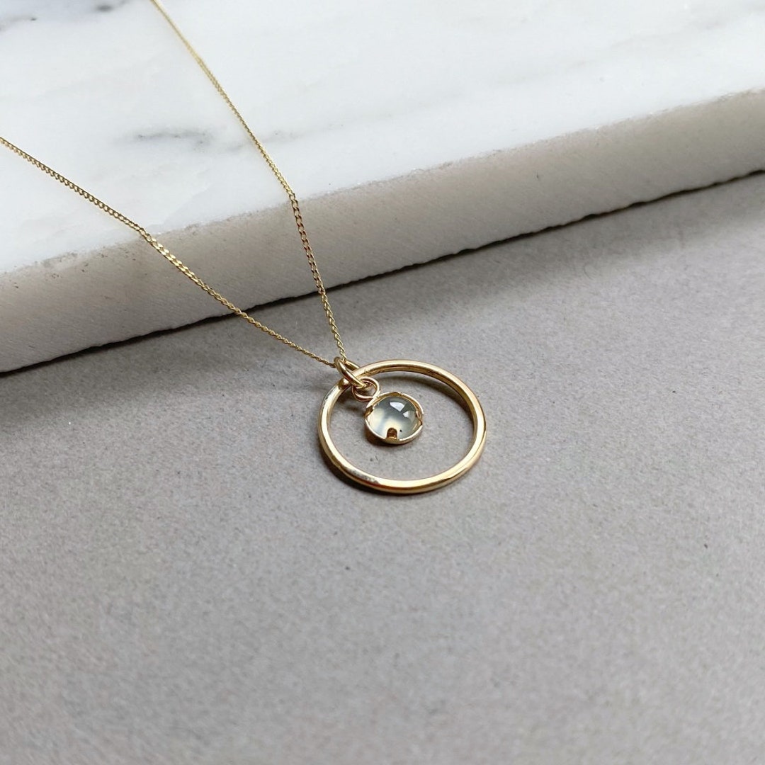 9ct Solid Gold Prehnite Necklace, Gold Necklace, Gold, Gemstone ...