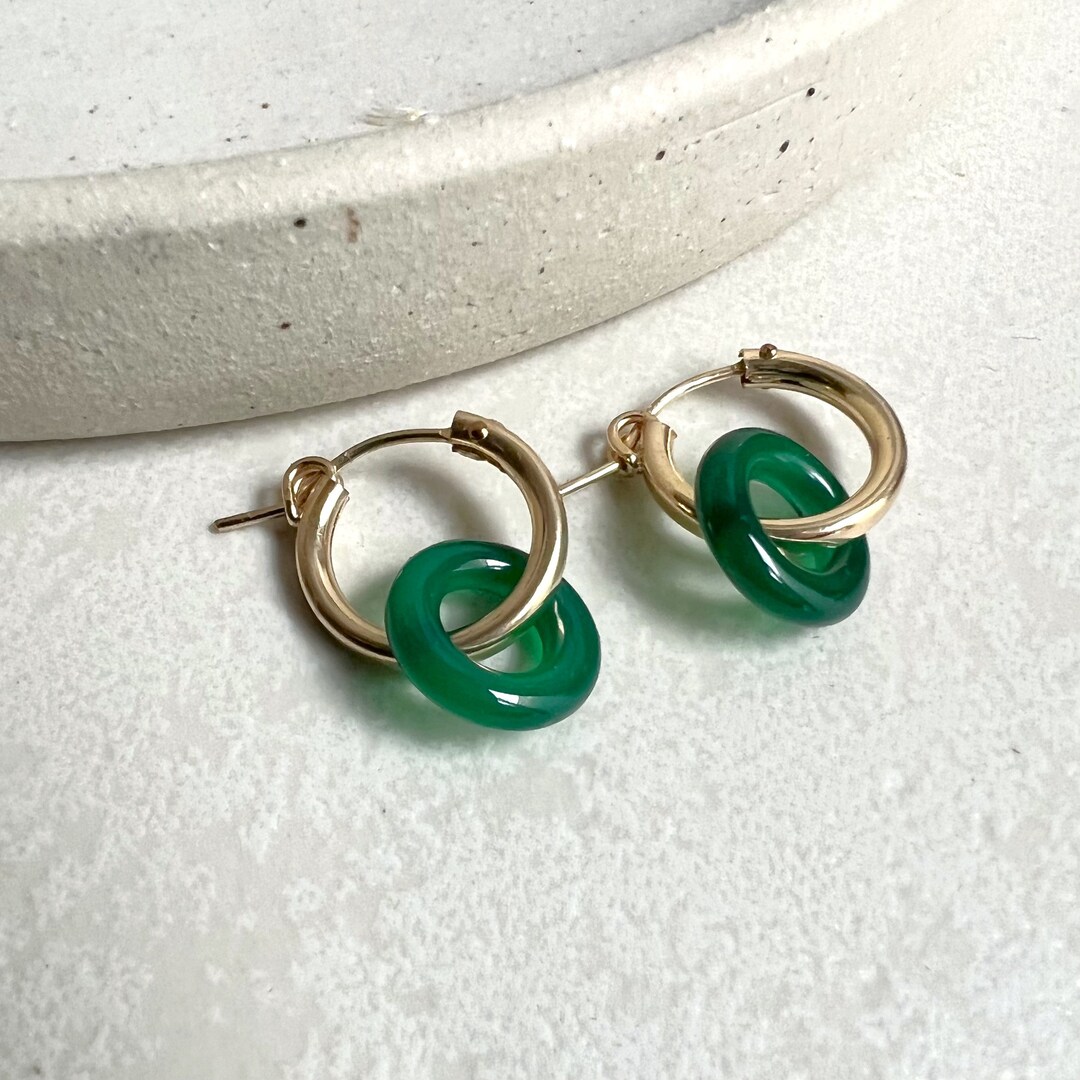 Donut Creole Hoops Gold Hoops Gemstone Hoops Handmade - Etsy