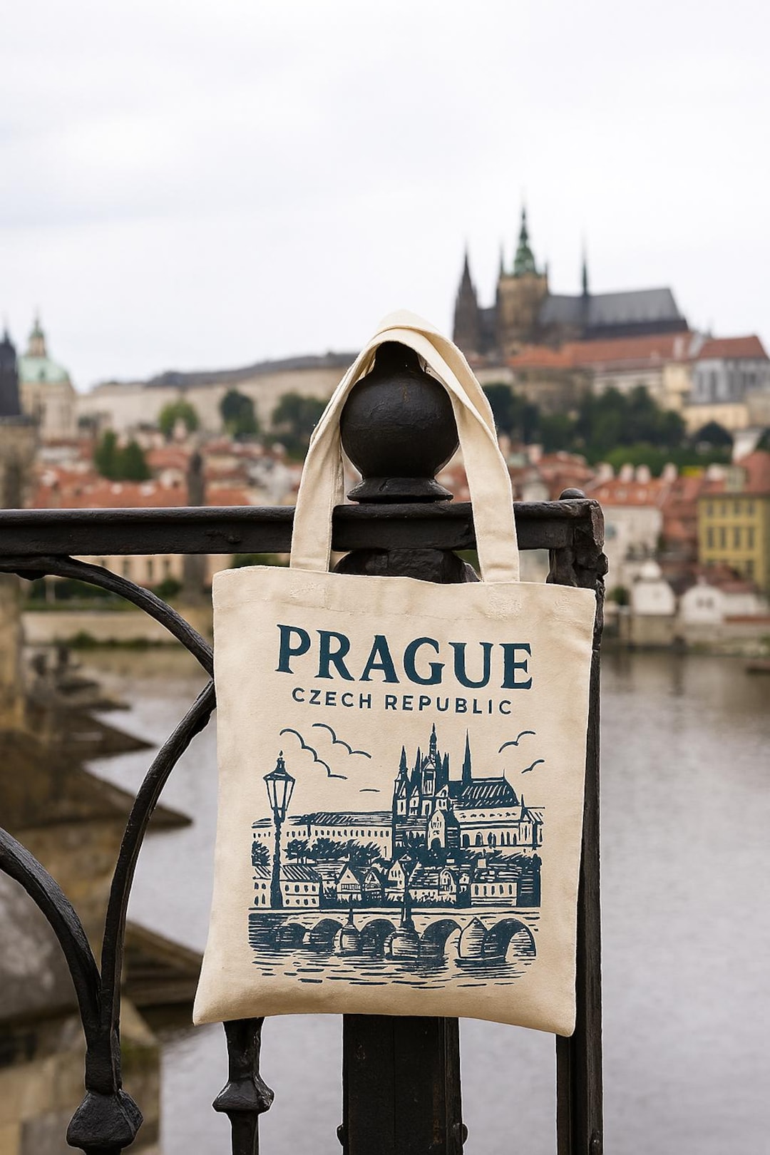 Prague Tote Bag, Vintage Czech Republic Travel Reusable Canvas Shoulder ...