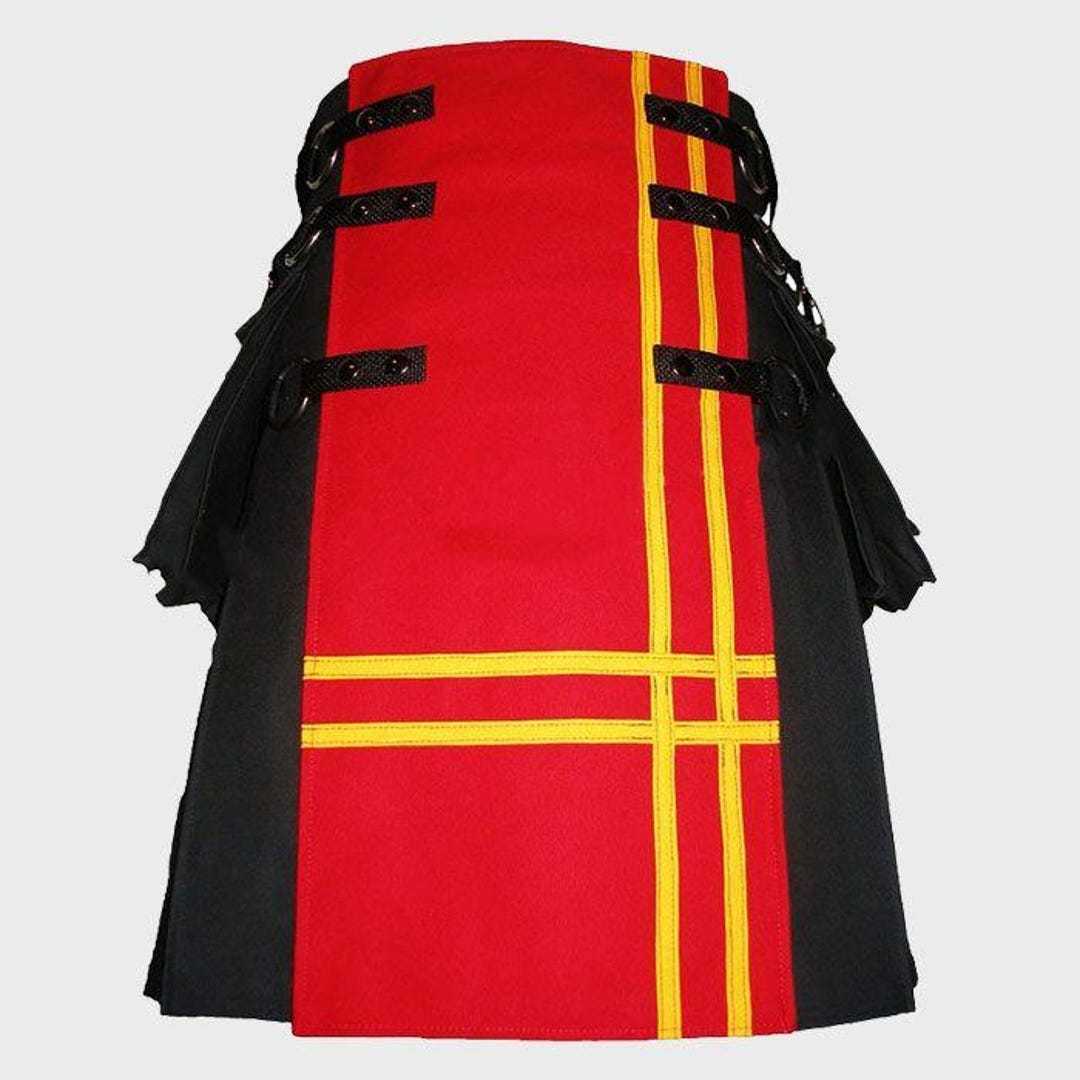 Black Canvas Red Front Yellow Double Cross Design Kilt - Etsy