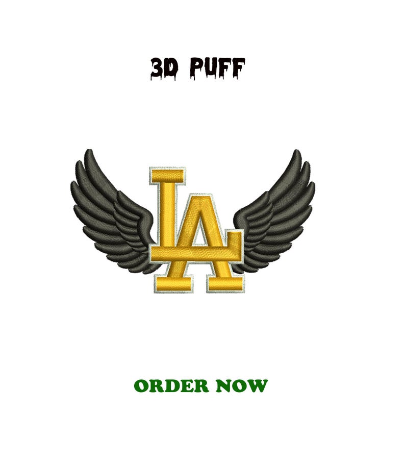 LA Wings 3D Puff Embroidery Design, Hats & Caps (instant Download) - Etsy