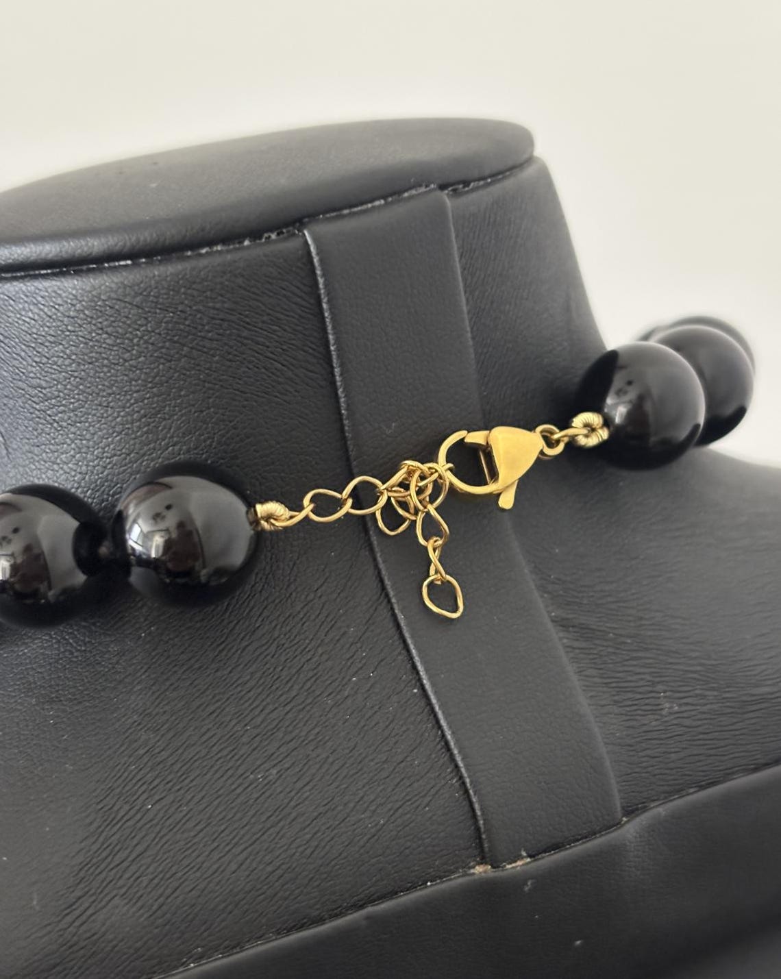 Black Onyx & Shell Pearl Necklace | 17" Elegant Contrast Statement - Etsy